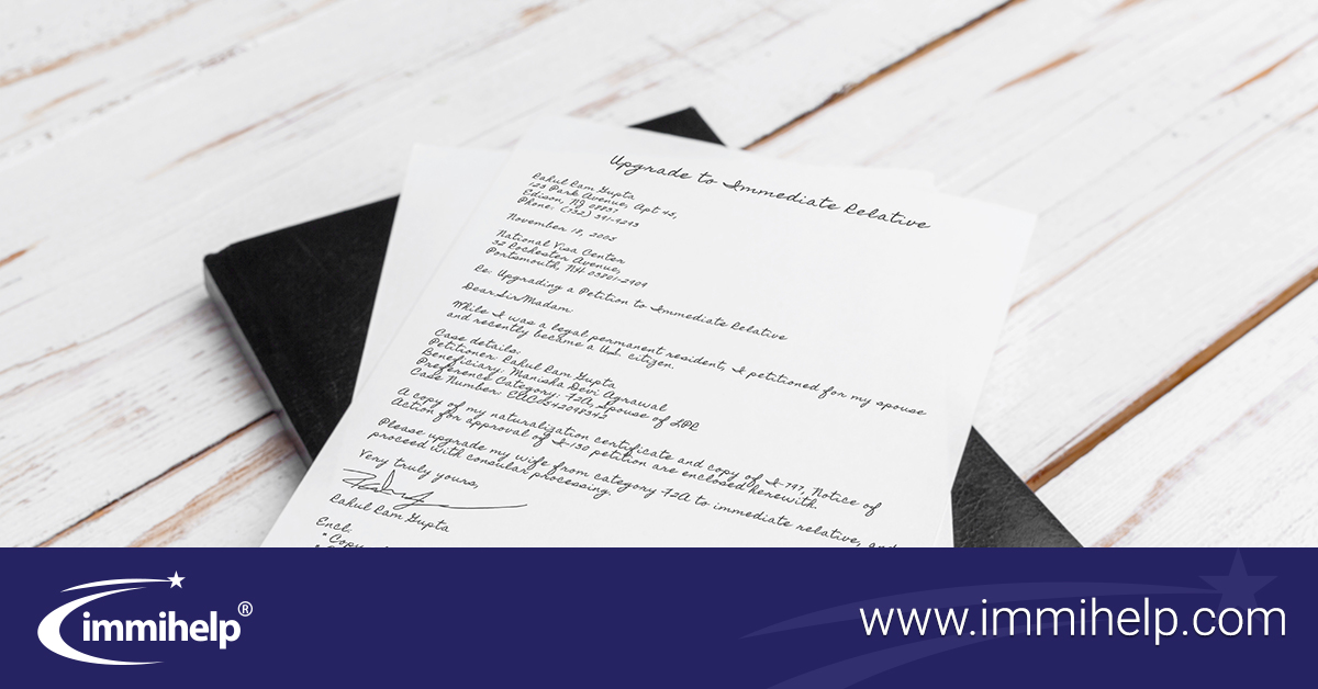 Sample Letter Requesting Upgrade to Immediate Relative - Immihelp