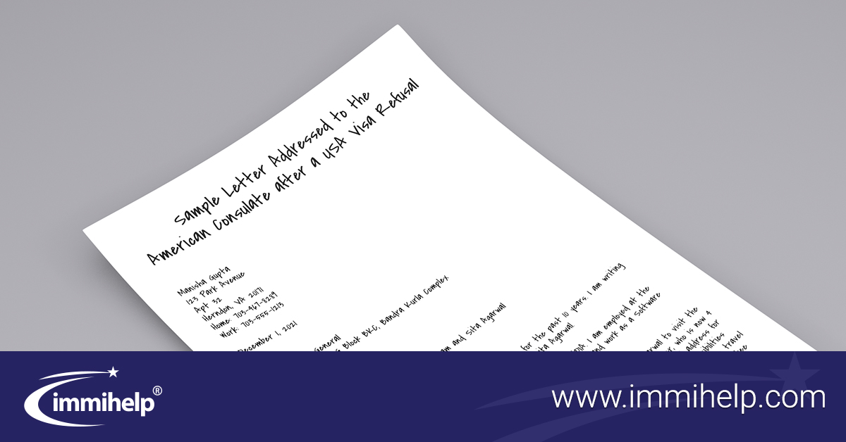 Sample Letter Addressed to the American Consulate after US Visa Refusal ...